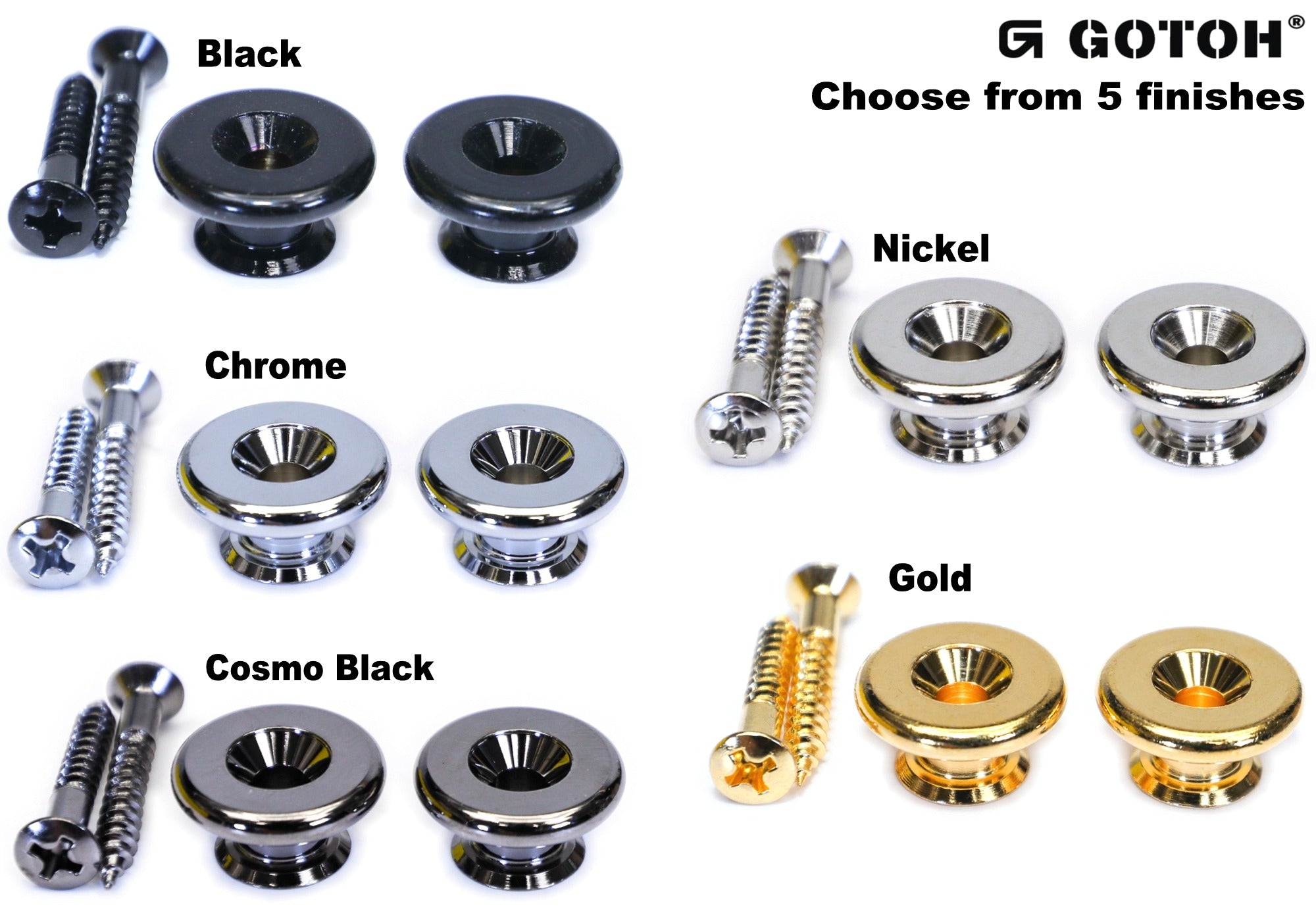 Gotoh EP-B3 Strap Buttons, set of 2 Large Ridged (choose finish) – EdCo ...