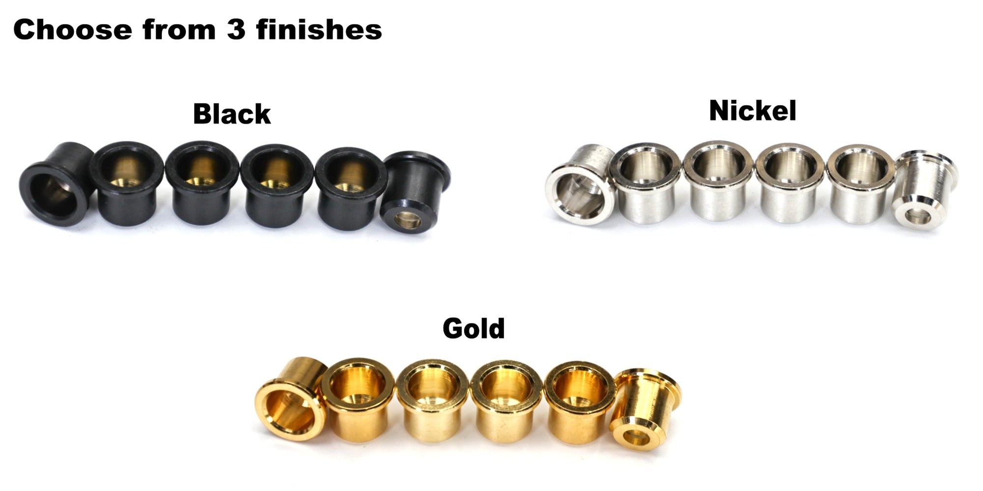 String Ferrules with top lip, 9.5mm diameter, set of 6 (choose finish ...