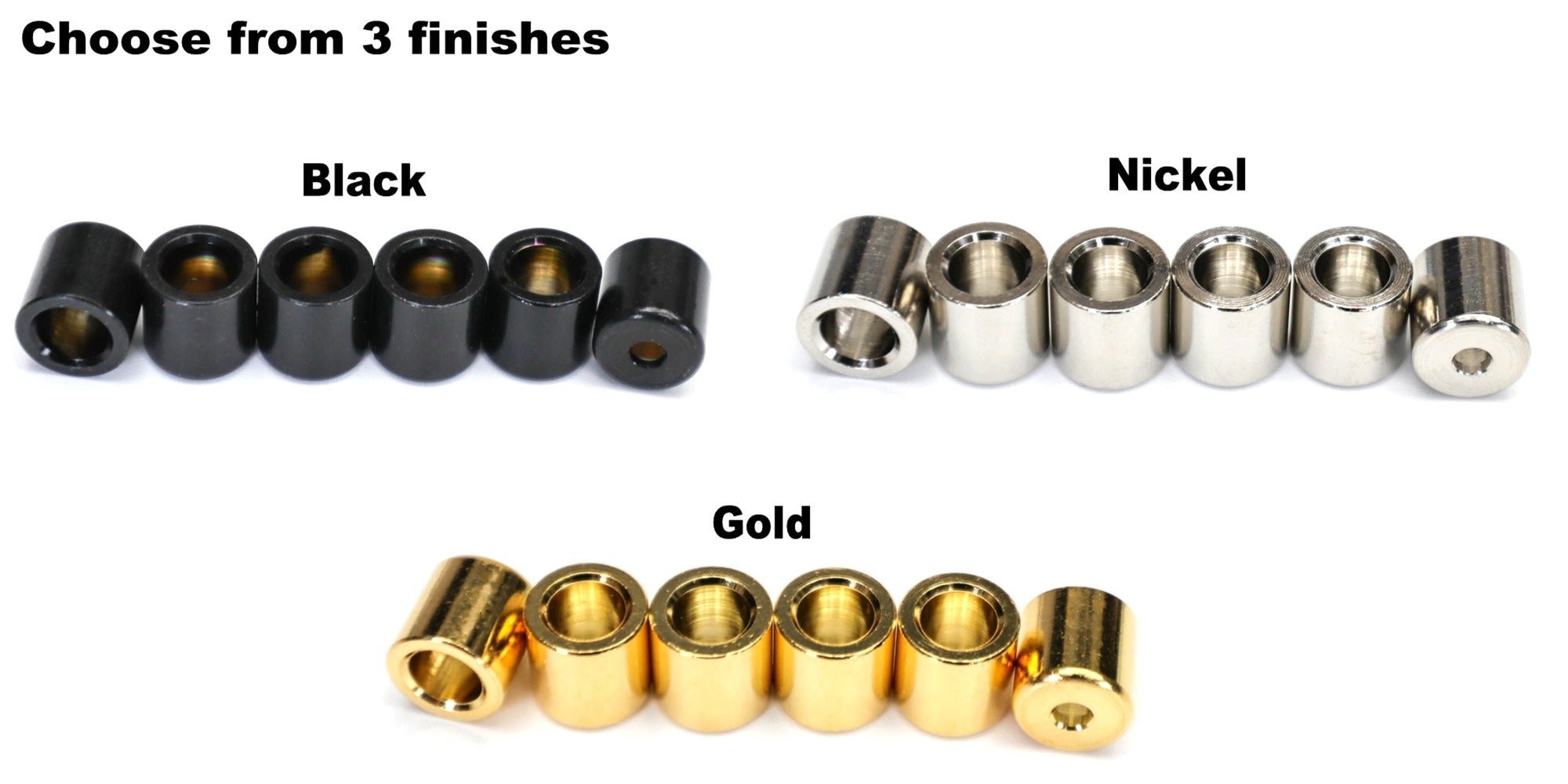 Flush fit Vintage-style String Ferrules, 9.5mm diameter, set of 6 (cho ...