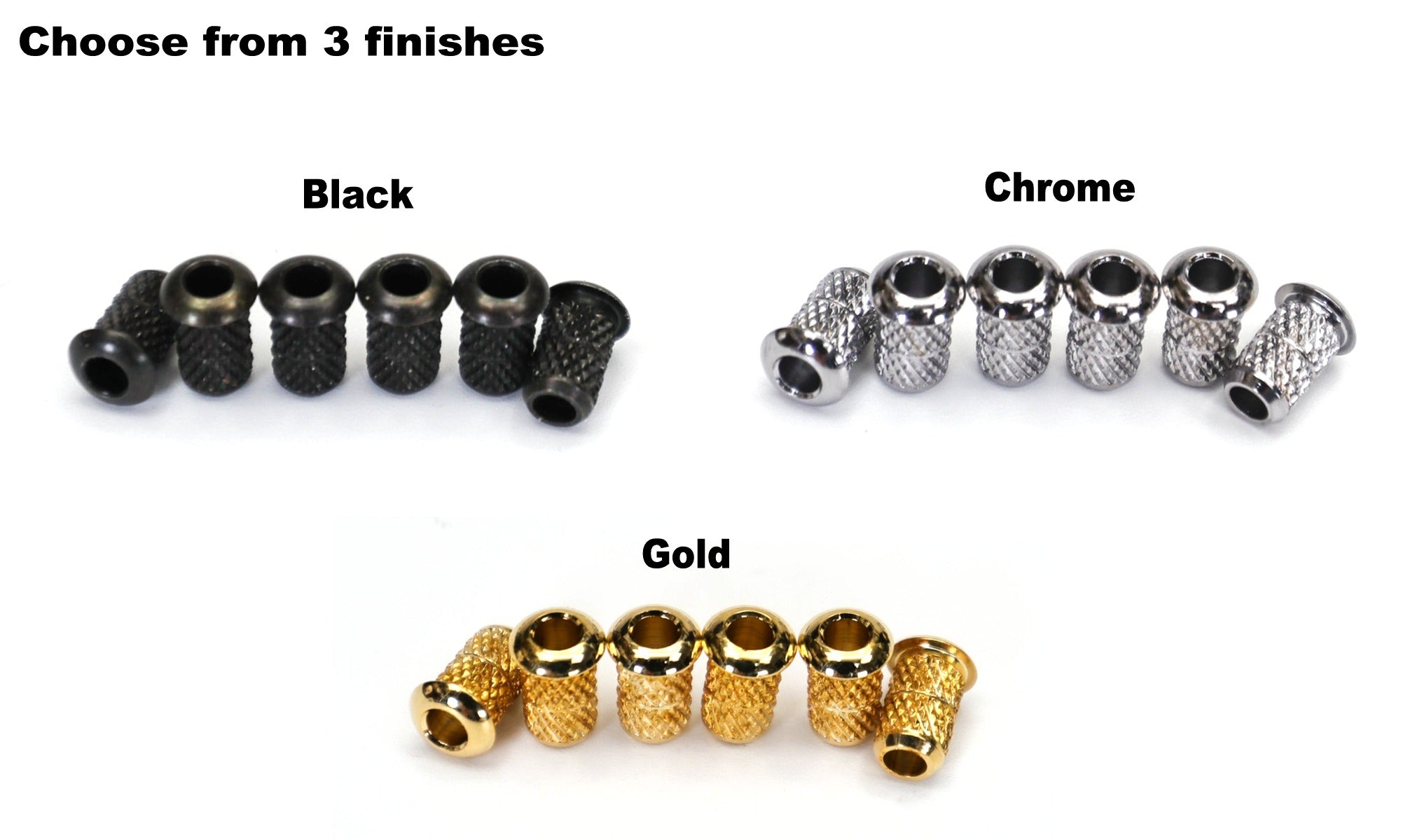 String Ferrules with top lip, 4.4mm diameter, set of 6 (choose finish ...