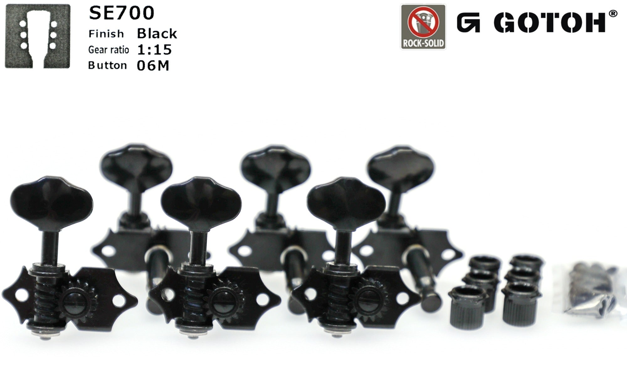 Gotoh SE700(B)06M Guitar Tuners with Standard Post, 3L+3R (Black ...