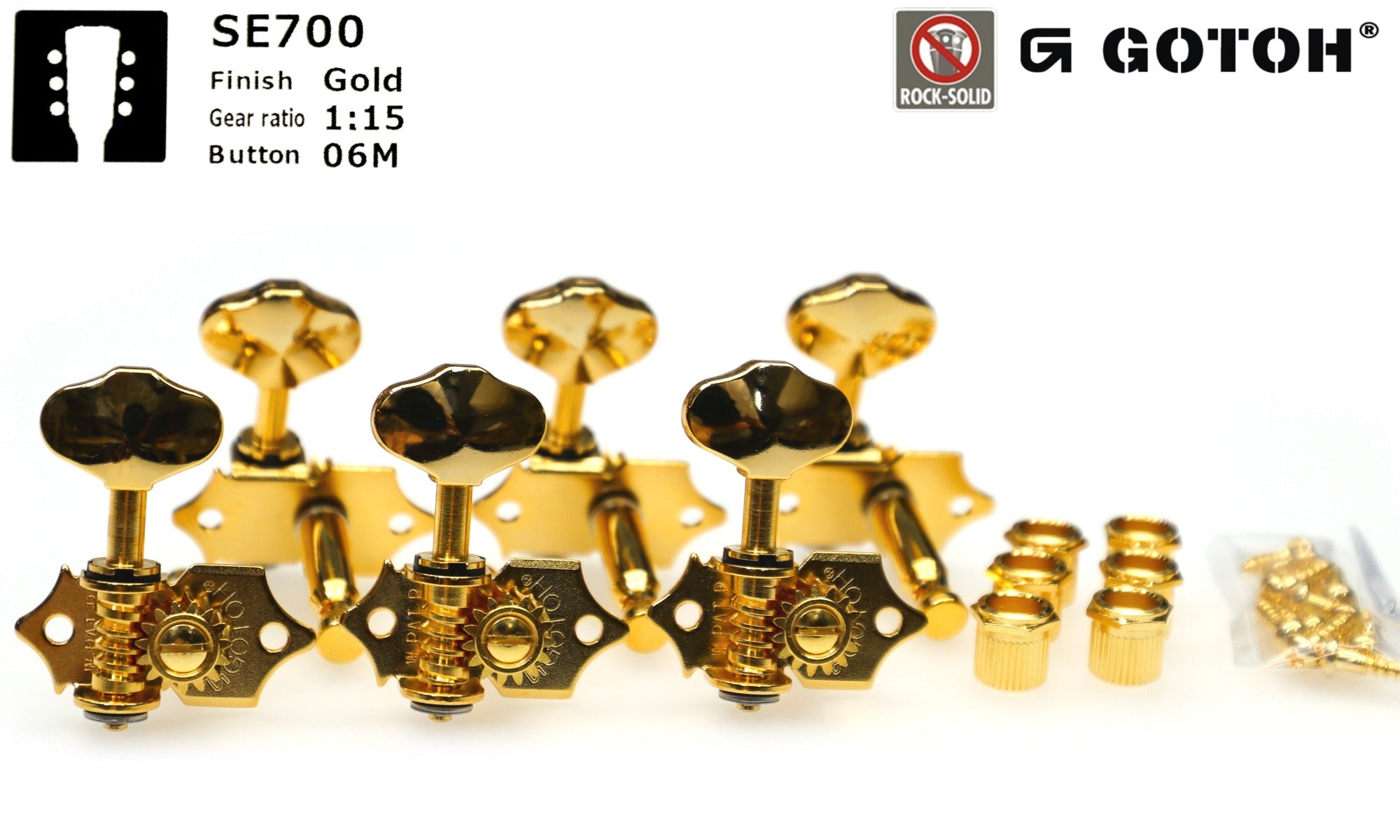 Gotoh SE700(G)06M Guitar Tuners with Standard Post, 3L+3R (Gold) – EdCo ...