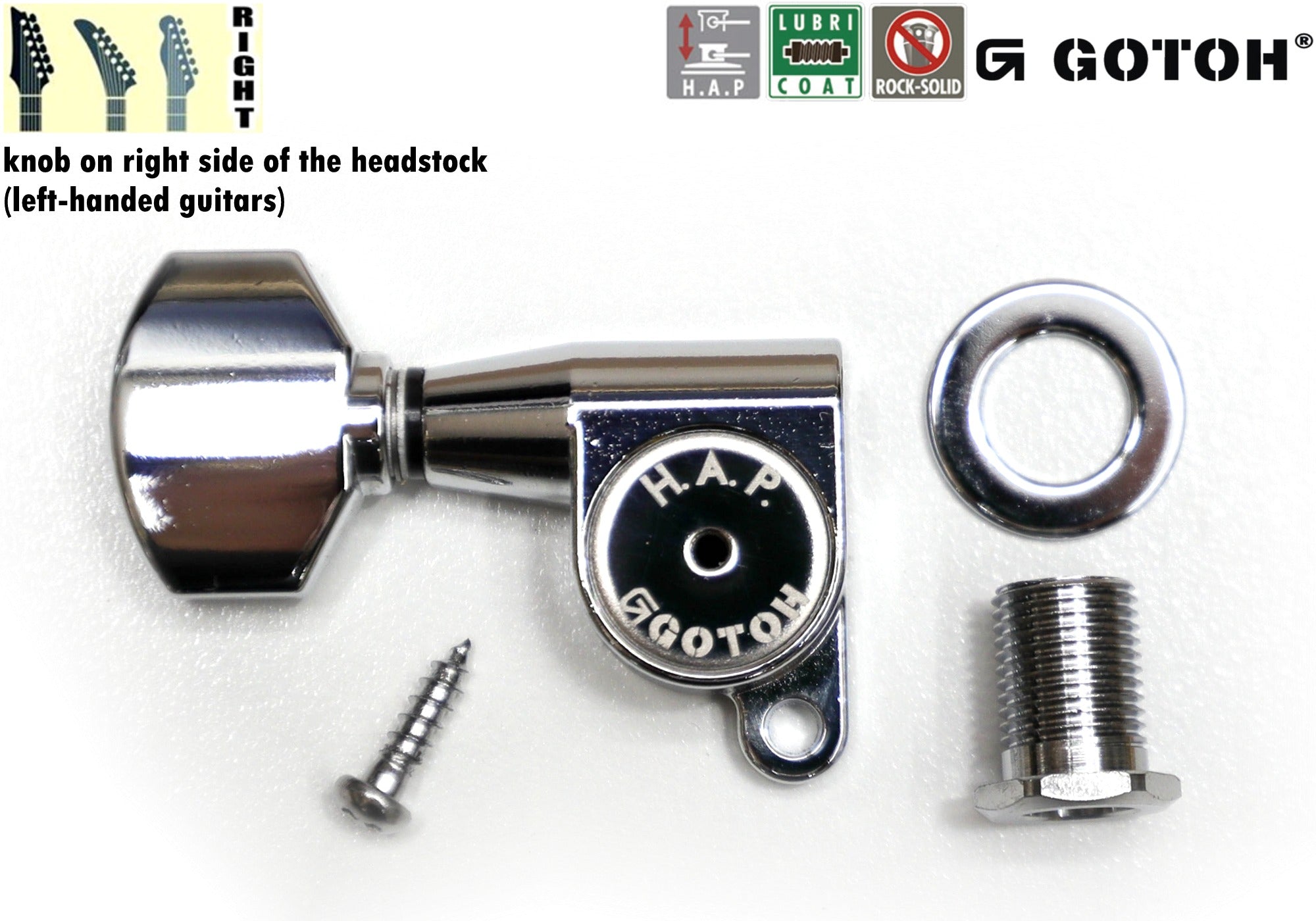 Gotoh SG360(C)07 H.A.P. Guitar Tuner with Short Adjustable Post from 1 ...